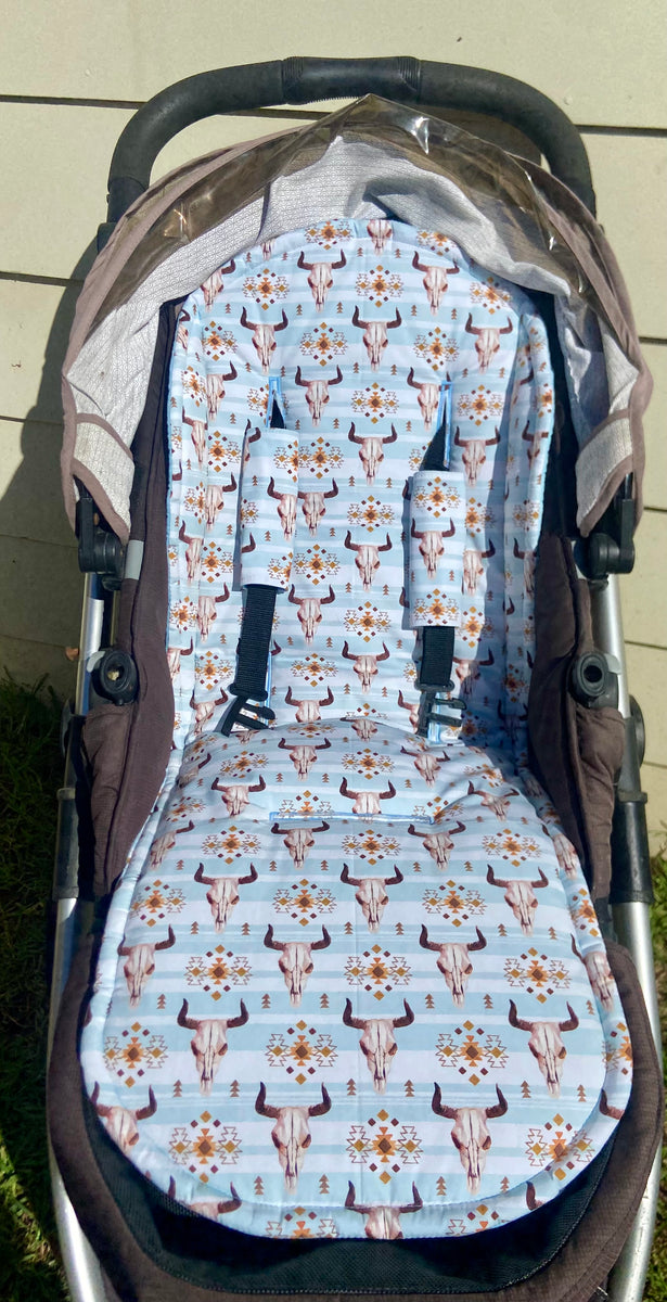 Pram Liner Universal Cow Skull pale blue – ChalkandCheeseCreations
